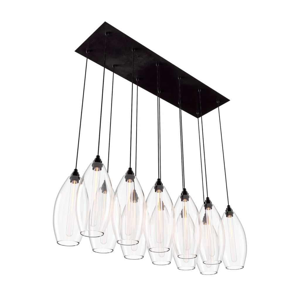 Victoria Linear Flush Cluster, 12 Way Hand Blown Glass